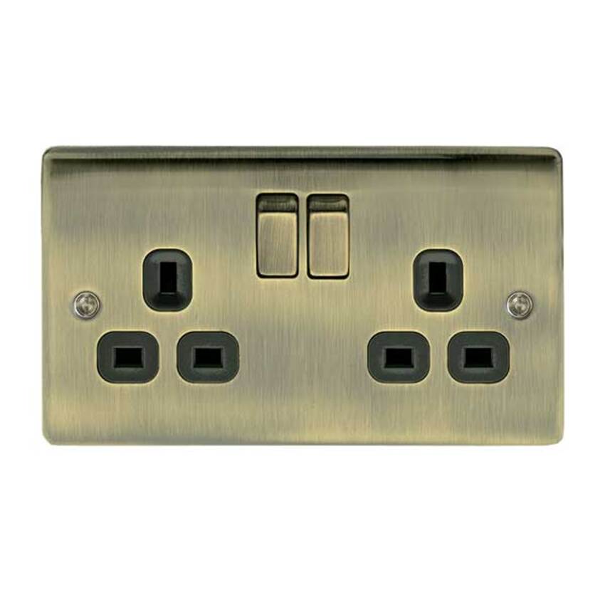 BG Nexus NAB22B 13A 2G Twin Socket - Antique Brass | Best4Electrics